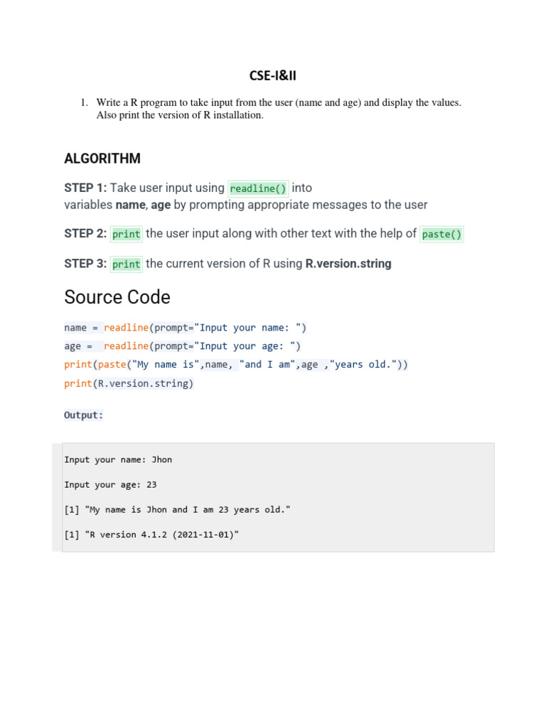 R Programming Cse I & II | PDF | Matrix (Mathematics) | Function ... R Programming Cse I & II | PDF | Matrix (Mathematics) | Function ...