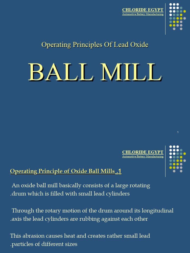 Lead Oxide Ball Mill Operating Principles | PDF | Lead | Atmosphere Of ...