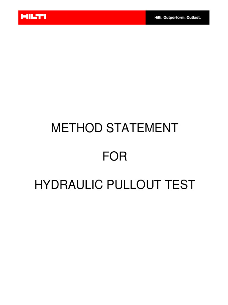 Hydraulic Pull-Out Test Method Statement | PDF | Mechanical Engineering ...