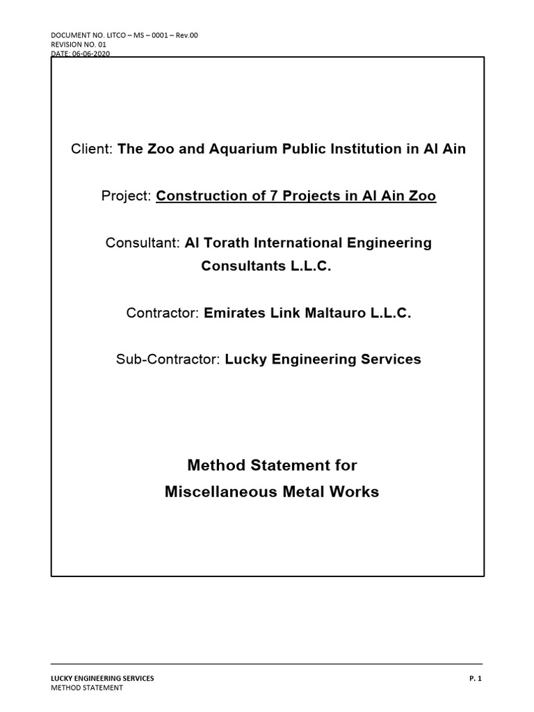 Method Statement for Metal Works | PDF | Quality Assurance | Crane ...