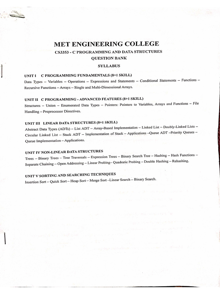 CS3353 Question Bank | PDF
