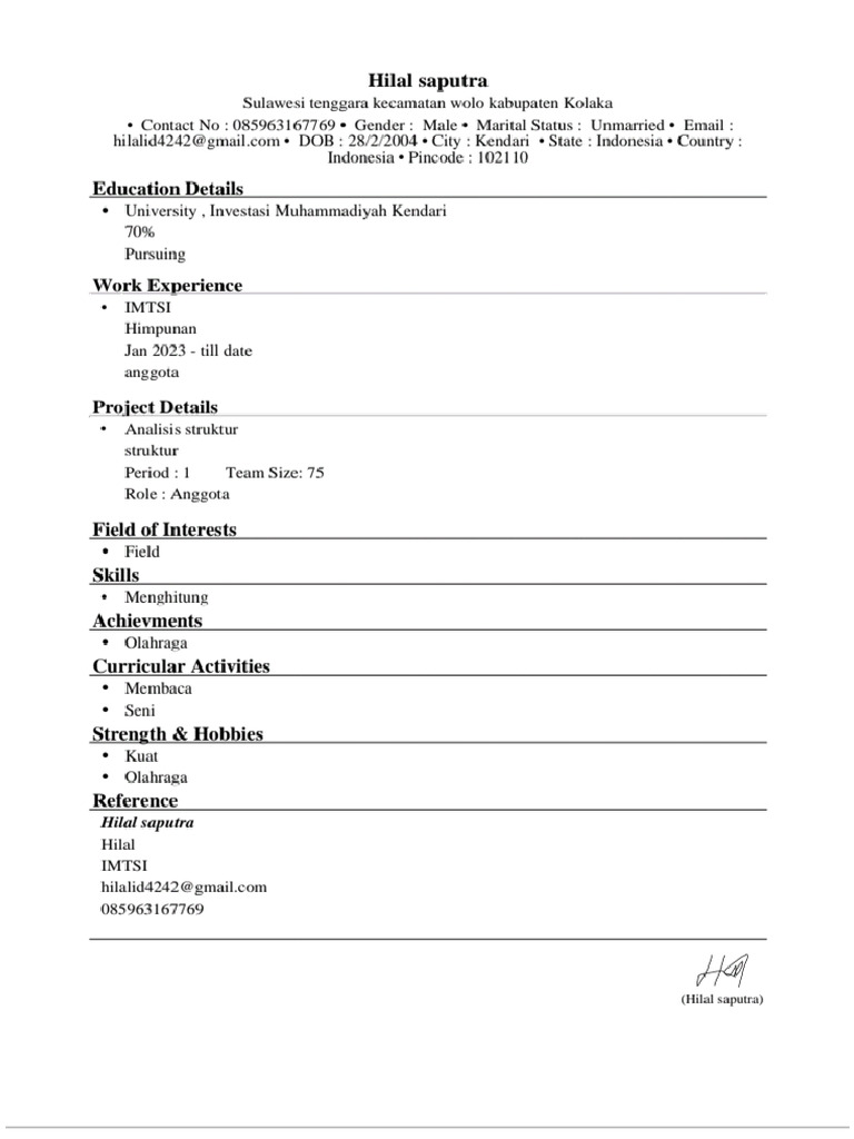 CV Hilal 1 | PDF