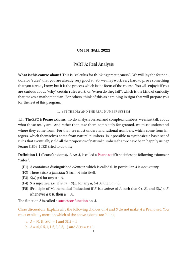 Typed Notes Real Analysis PDF Set Mathematics Limit Mathematics 