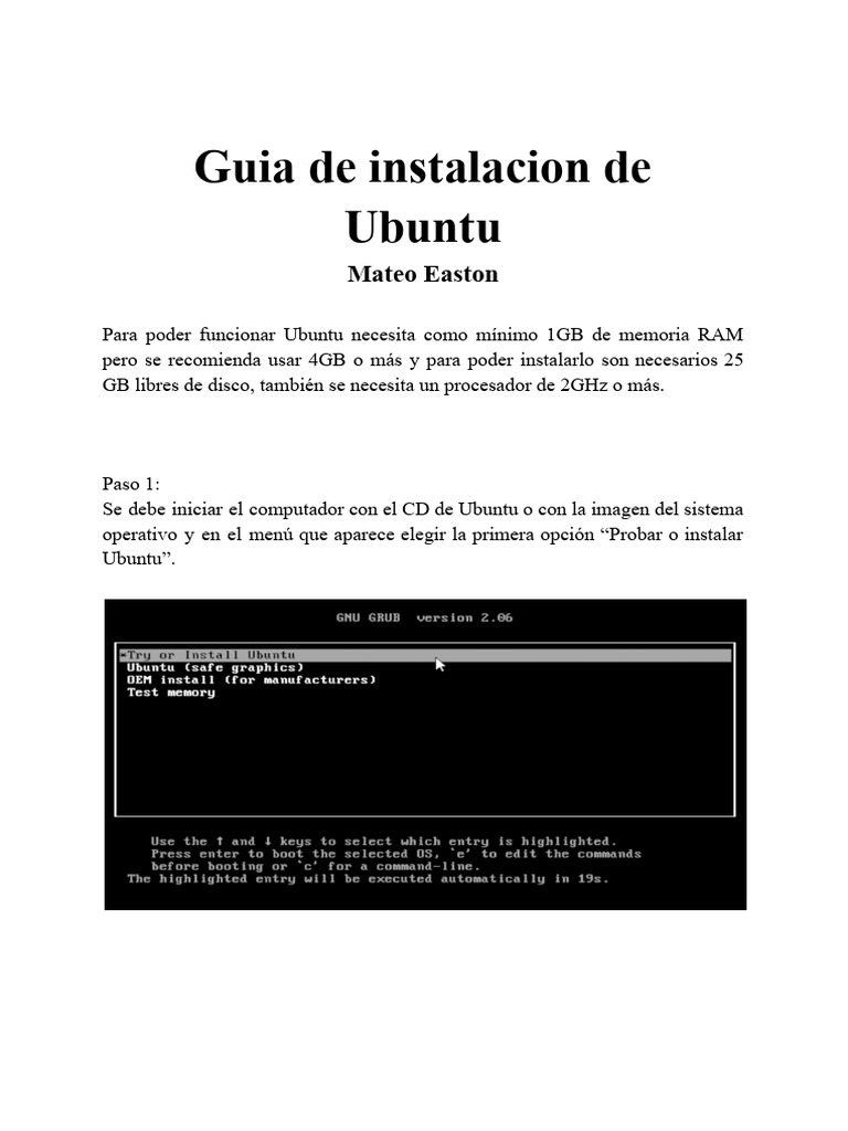 Manual de Instaalcion de Ubuntu | PDF | Software de la aplicacion | Informática