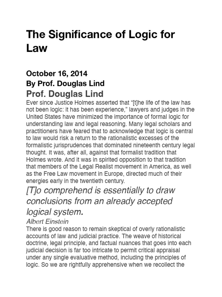 The Significance of Logic For Law | PDF | Deductive Reasoning | Argument