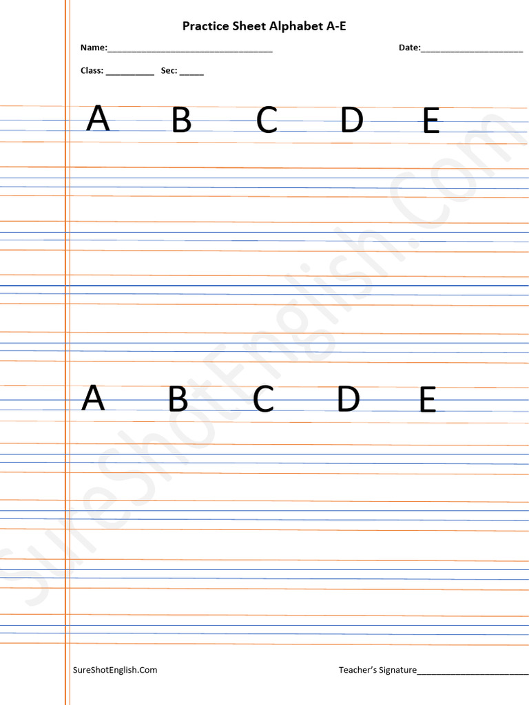 LKG KG1 Alphabet WorkSheet PDF Uppercase A To E | PDF