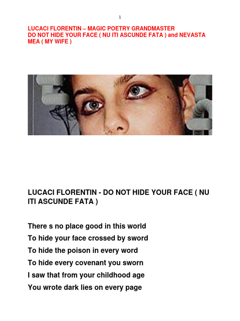 Lucaci Florentin - Do Not Hide Your Face - My Wife | PDF