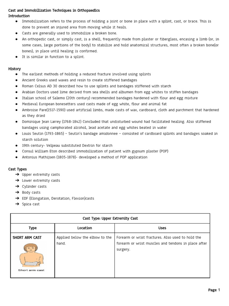 Cast and Immobilization Techniques in Orthopaedics | PDF ...