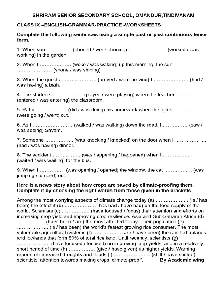 9 Grammar Worksheets | PDF