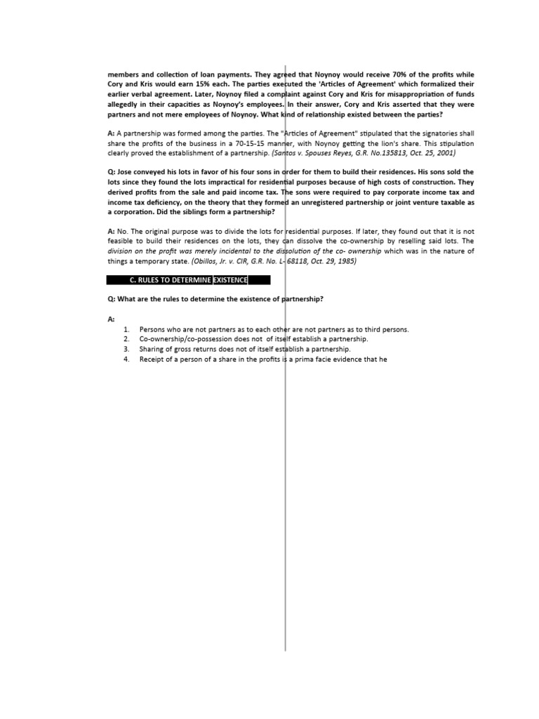 Rules To Determine Existence | PDF | Partnership | Ownership