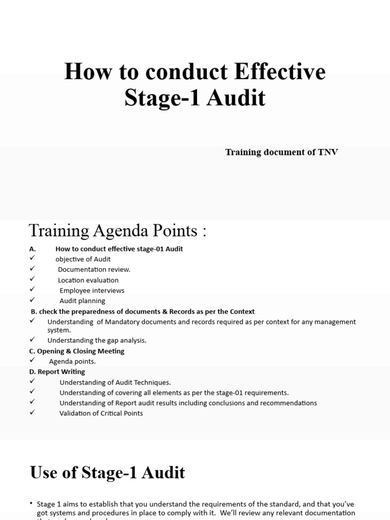 How To Conduct Effective Stage-1 Audit-Training Presentation Documents ...