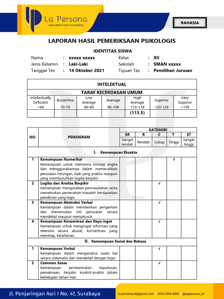 Contoh Hasil Students Talent Examination | PDF