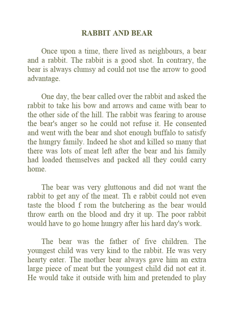 Rabbit and Bear-cerita | PDF