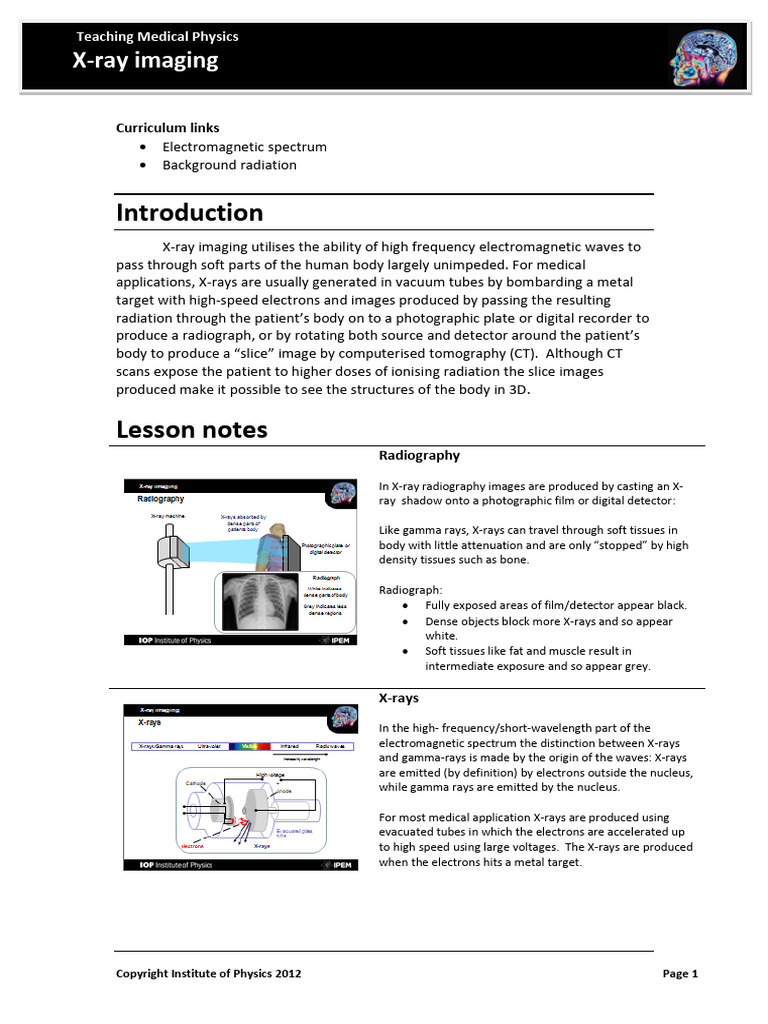 X-Ray Imaging Teacher Notes | PDF | Radiography | X Ray