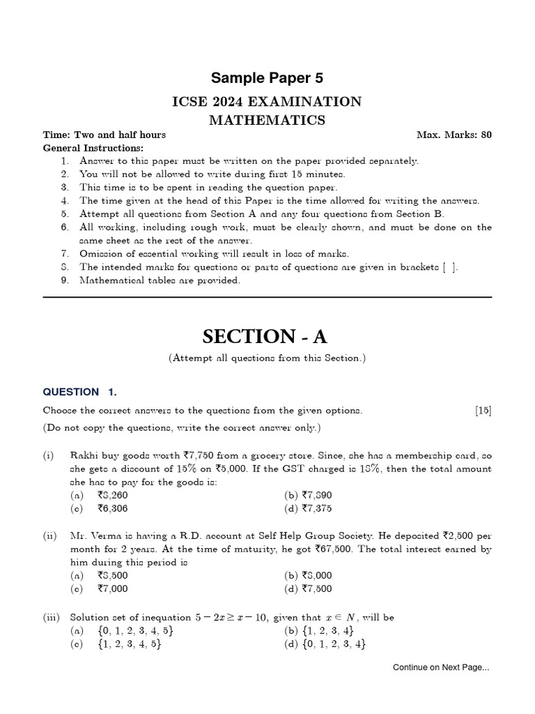 Sample Paper 5 Maths | PDF | Circle | Geometry