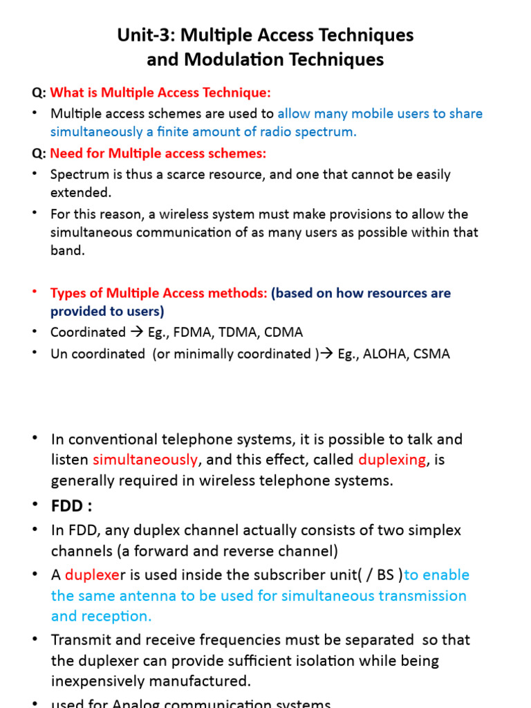 IMC_Unit_4 | PDF | Channel Access Method | Cellular Network