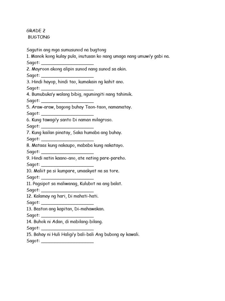 Sample Bugtong MTB | PDF