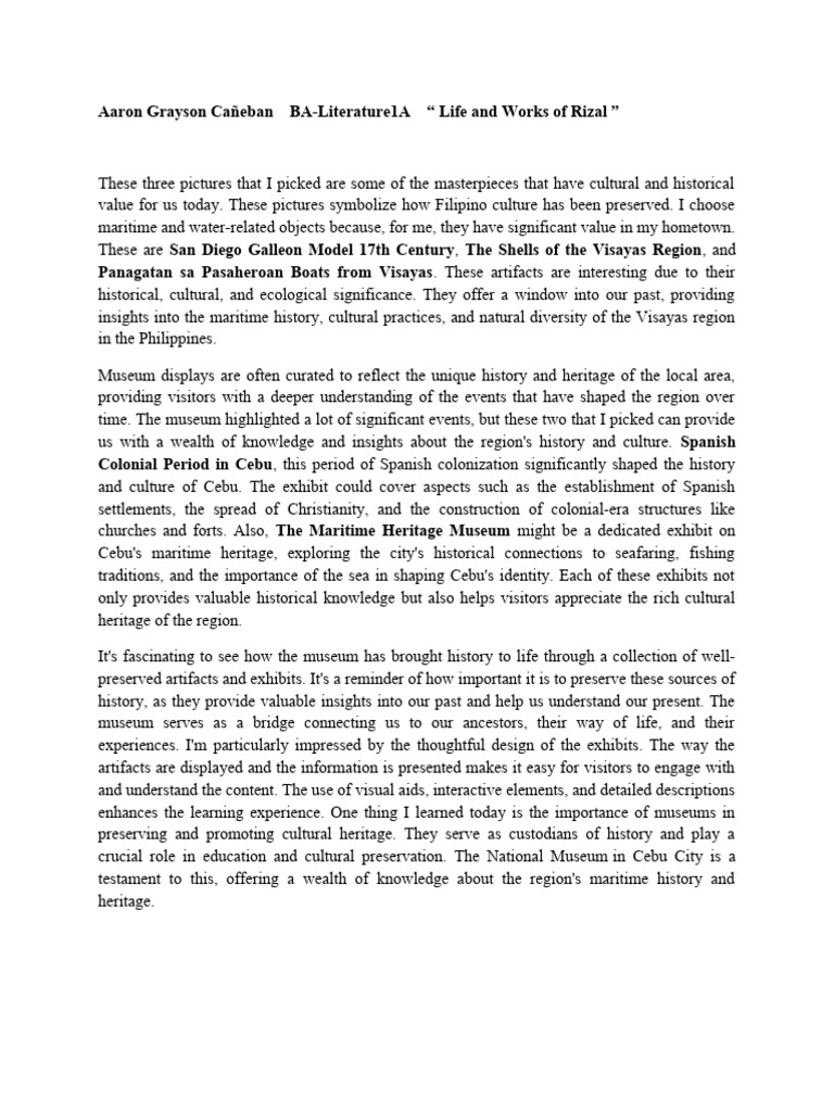 Aaron Grayson Cañeban RIZAL | PDF | Museum | Philippines