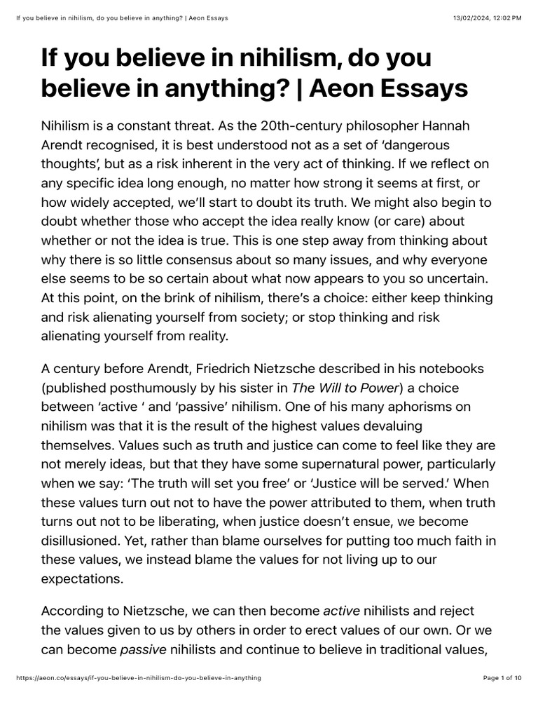 Understanding Nihilism: Belief and Doubt | PDF | Nihilism | Knowledge