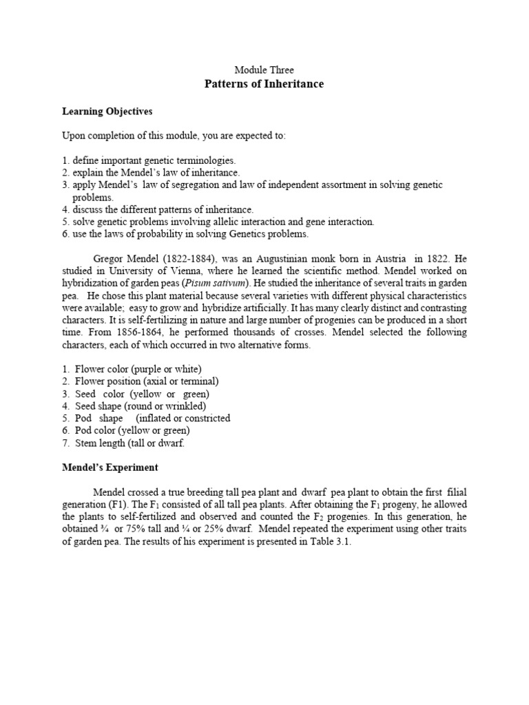 Genetics - The Science of Heredity and Variation Module 3 | PDF ...