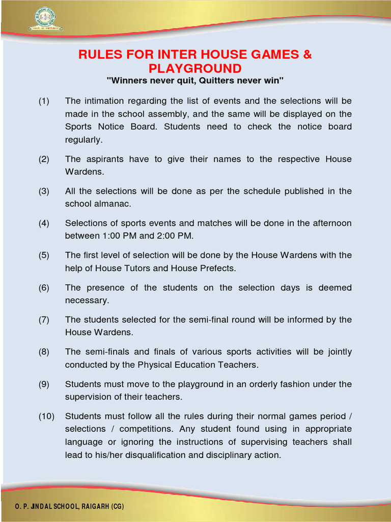 Playground Rules for Students | PDF