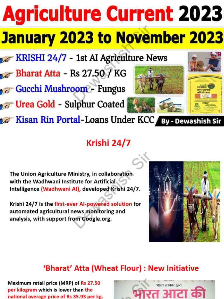Agriculture Current Affairs 2023 January To November 2023 | PDF ...