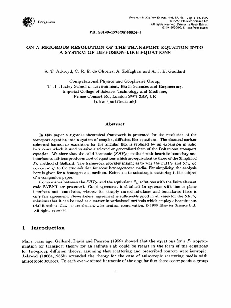 Equation de Transport | PDF | Differential Equations | Physics
