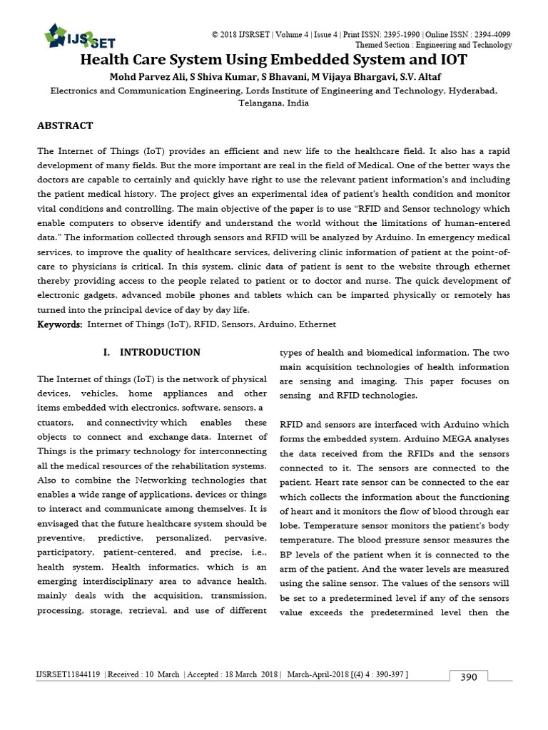 Health Care System Using Embedded System | Download Free PDF | Arduino ...