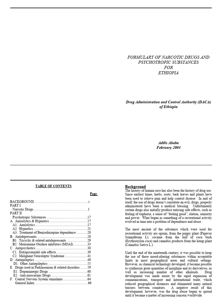 Formulary of Narcotic Drugs and Psychotropic Substances | PDF | Opioid ...