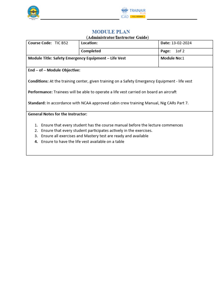 Tic Module Plan Pdf 