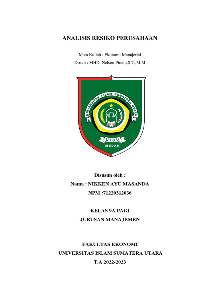 Analisis Resiko Perusahaan | PDF