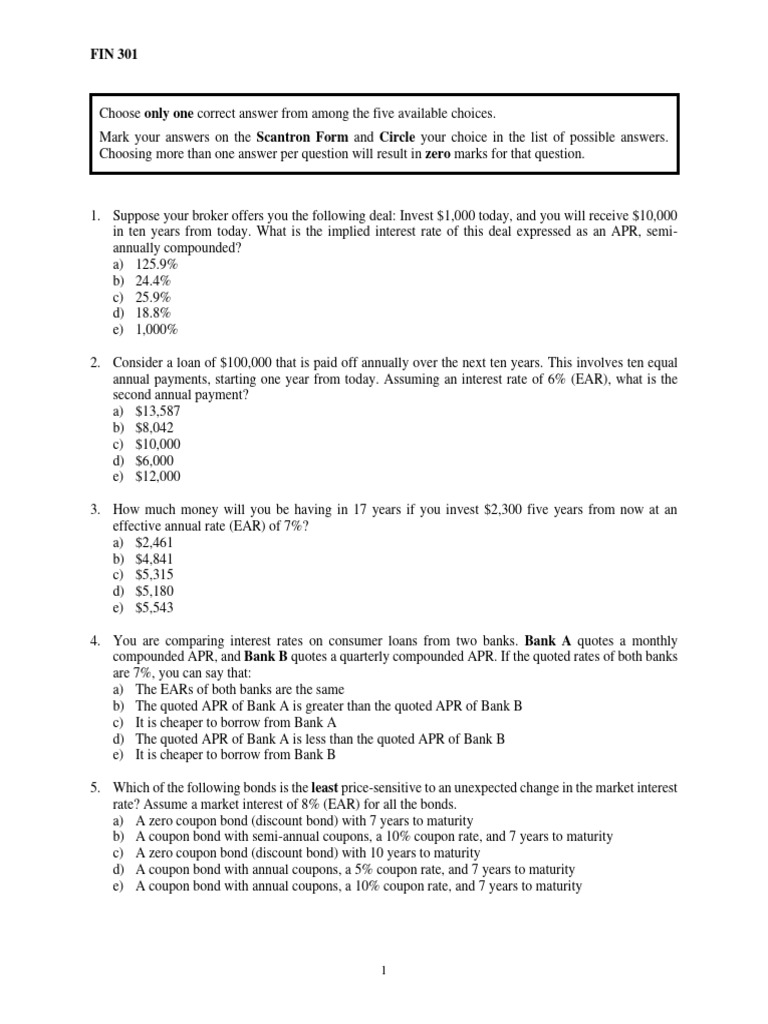 Sample Final Exam, Final | PDF | Option (Finance) | Cost Of Capital