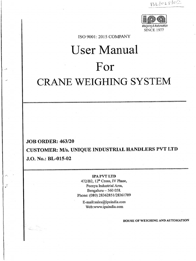 IPA Load Cell Manual | PDF