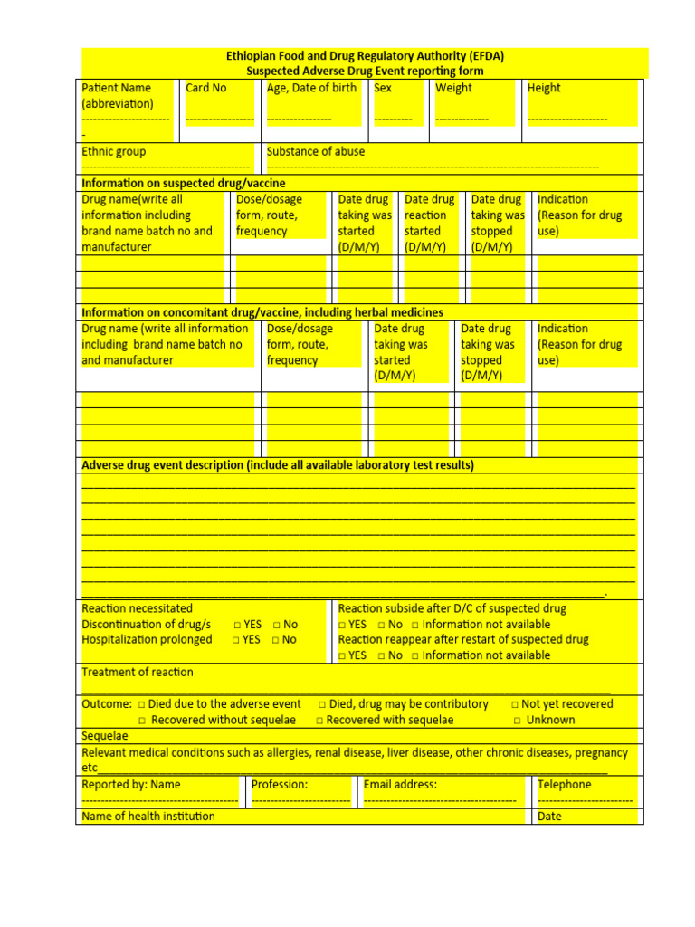 ADE Reporting Form-Edited-August 24, 2019 | PDF | Chemistry | Dose ...