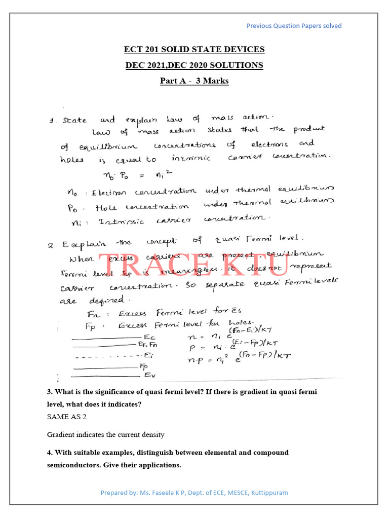 Ect201ssd - Pyq Solutions | PDF | Mosfet | Field Effect Transistor