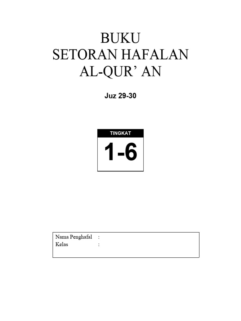 Buku Setoran Hafalan | PDF