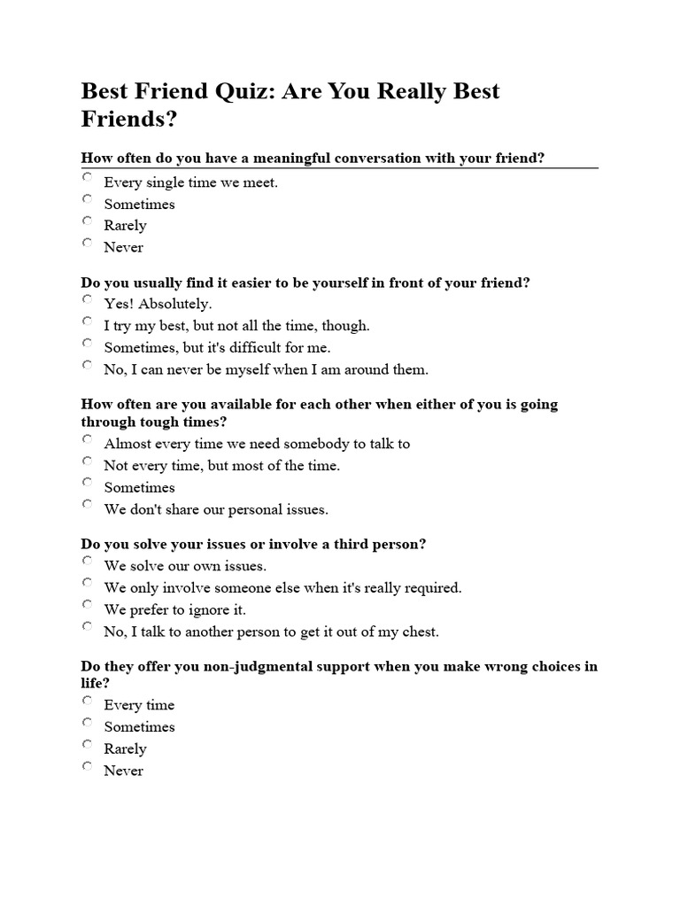 Friendship Quiz | PDF