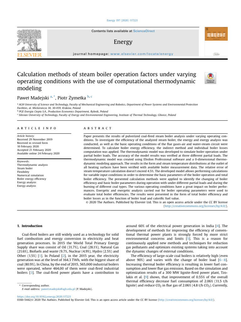 Computational Analysis Of A Steam Boiler Pdf Boiler Exergy