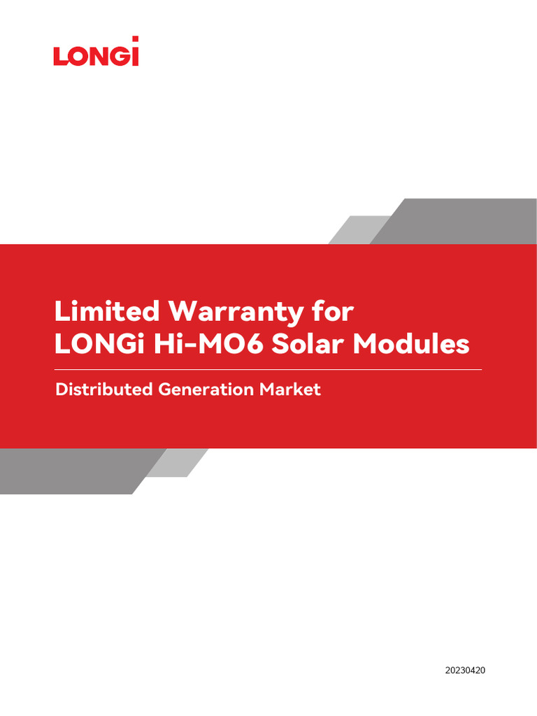 LONGi Warranty Manual HiMO6 EN | PDF | Solar Panel | Legal Liability