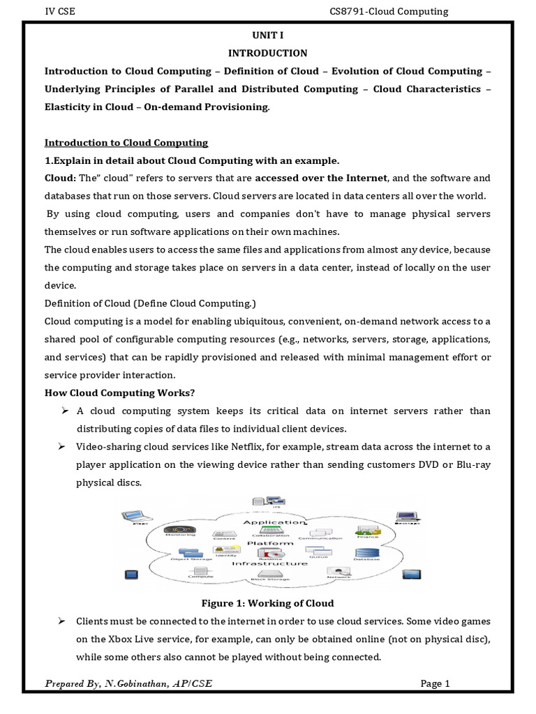 CS8791-CC Unit-I | PDF | Cloud Computing | Software As A Service