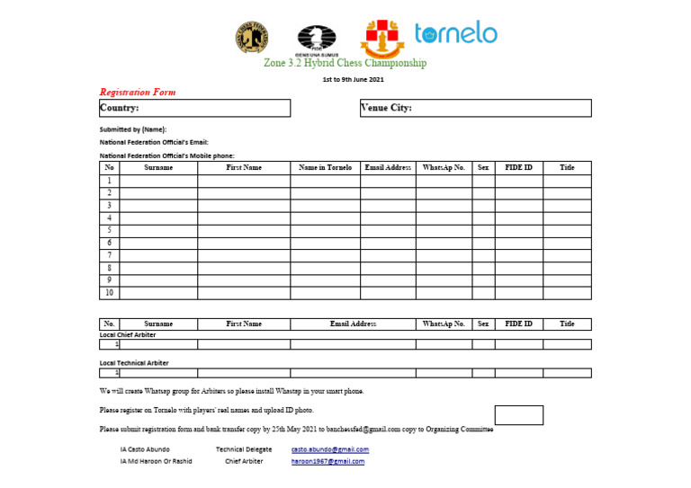 Zone 3.2 Hybrid Chess Championship Registration | PDF