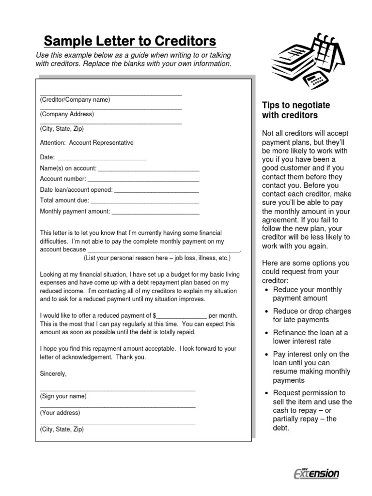 Letter to creditors | PDF | Debt | Loans