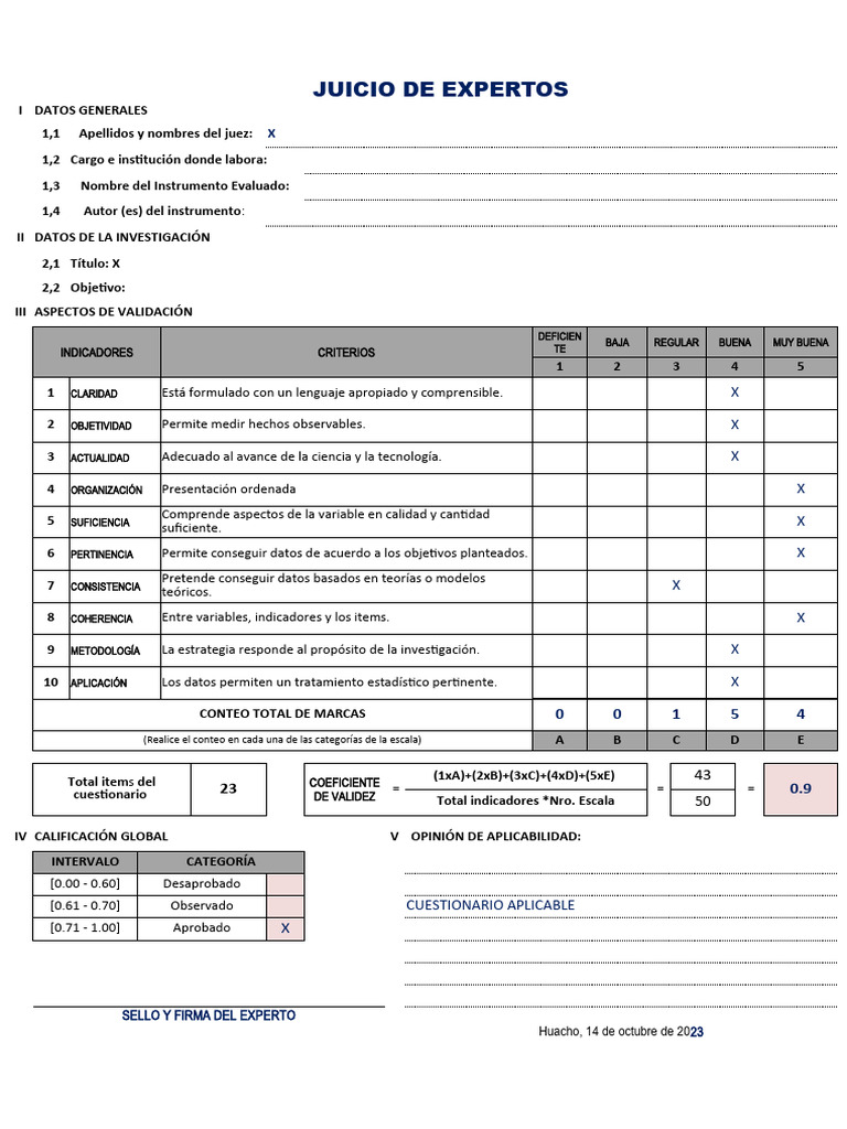 Formato de Juicio de Expertos - Yenny Bailon | PDF | Validez ...