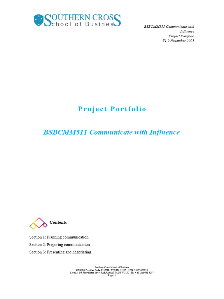 BSBCMM511 Project Portfolio - Shalendra Kumar MUDALIAR | PDF