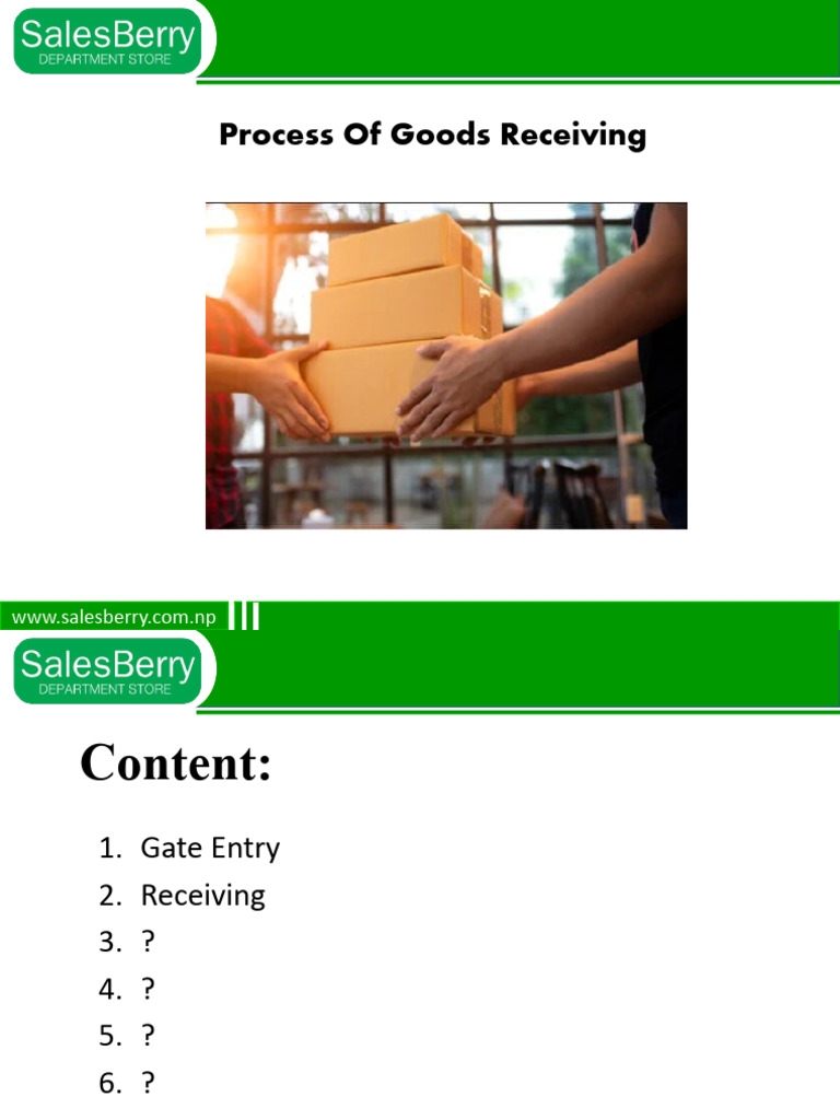 Receiving Process Training Module | PDF
