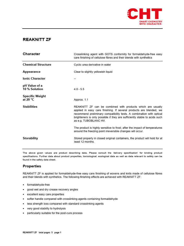 Reaknitt ZF - TDS | PDF | Physical Sciences | Physical Chemistry