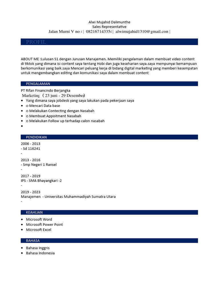 Alwi Mujahid CV | PDF