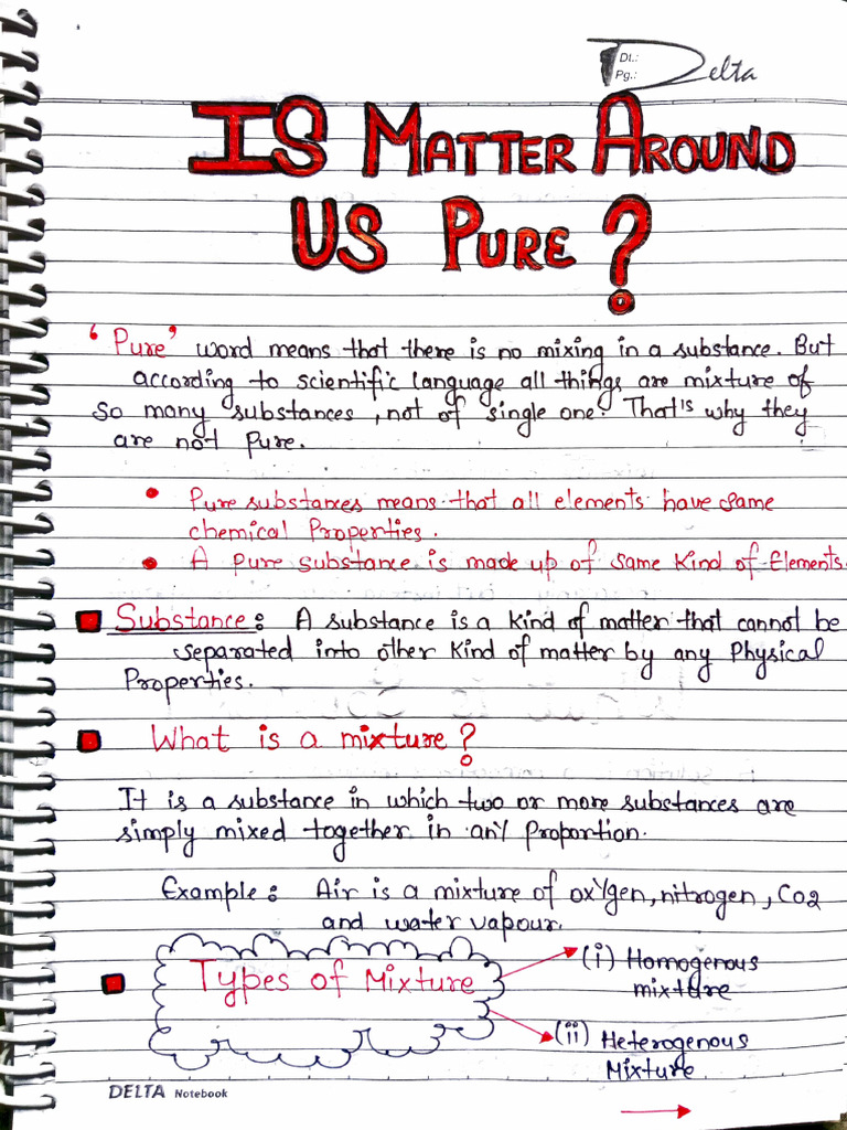 Is Matter Around Us Pure Notes | PDF | Chemical Substances | Mixture