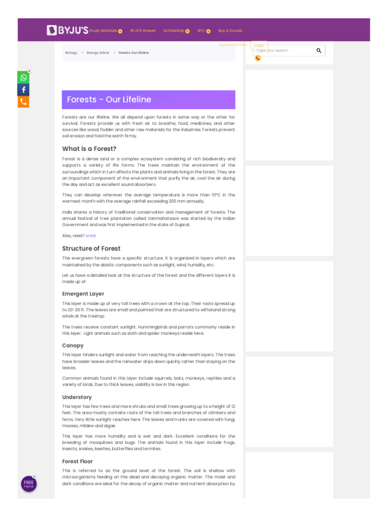 Forests Our Lifeline Notes Class 7 | PDF | Forests | Soil