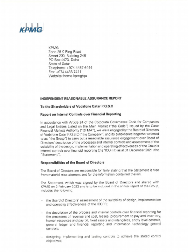 KPMG Report On Icofr (En) | PDF